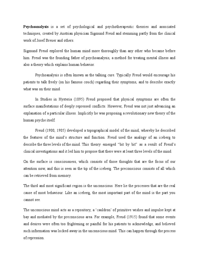 Psychoanalysis Pdf Id Sigmund Freud