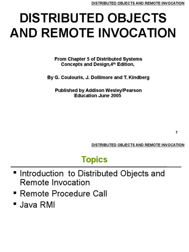 Distributed Objects And Remote Invocation Pdf Message Passing Object Computer Science