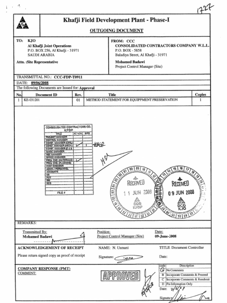 Equipment Preservation Method Statement | PDF