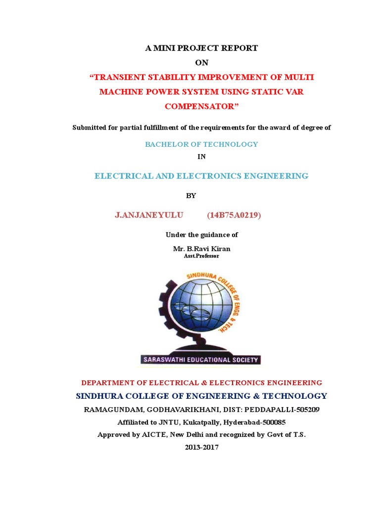Transient Stability Improvement of Multi Machine Power System Using Static Var Compensator | PDF