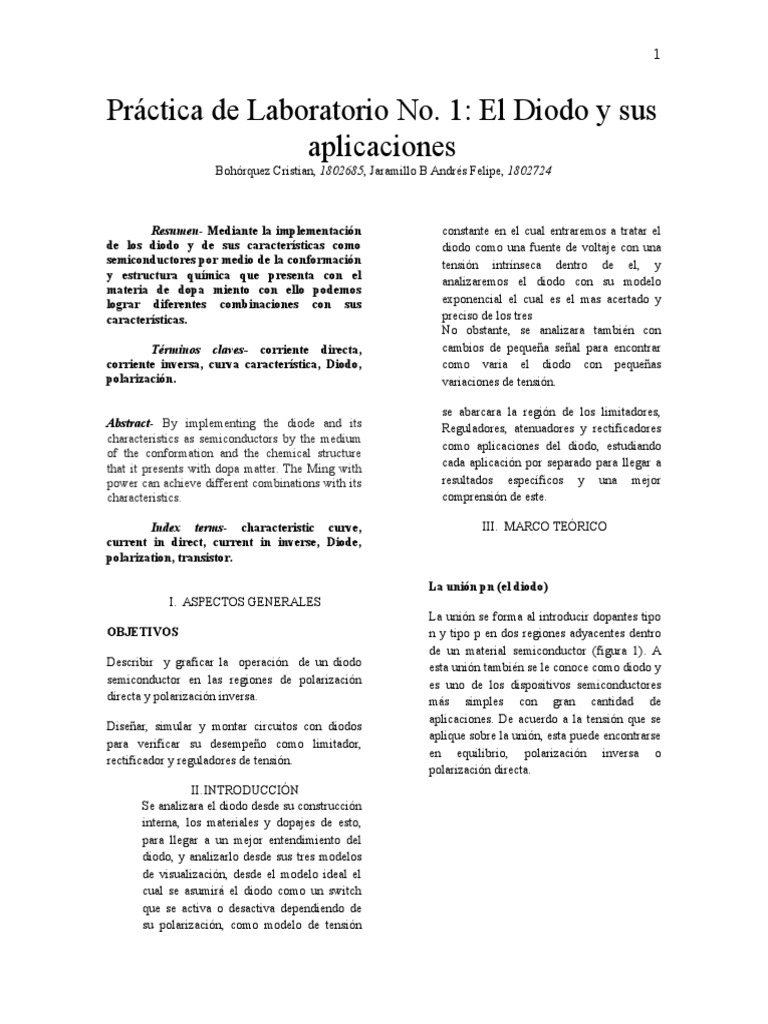 Informe Electronica 1 | PDF | Rectificador | Diodo