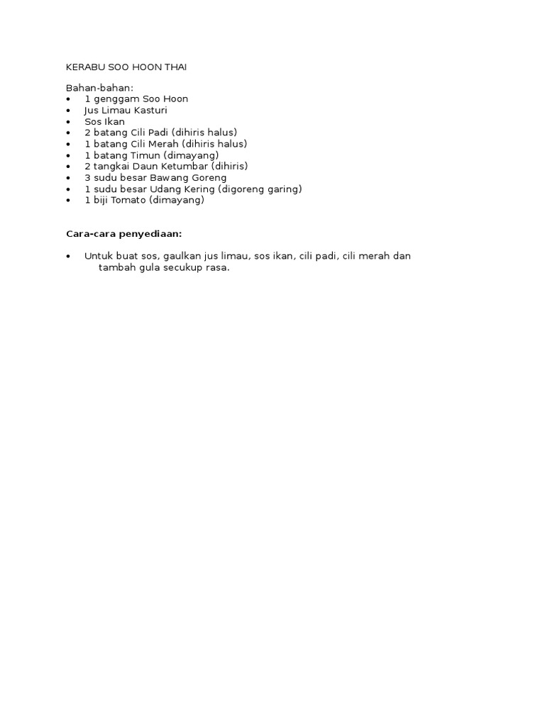 Kerabu Soo Hoon Thai | PDF