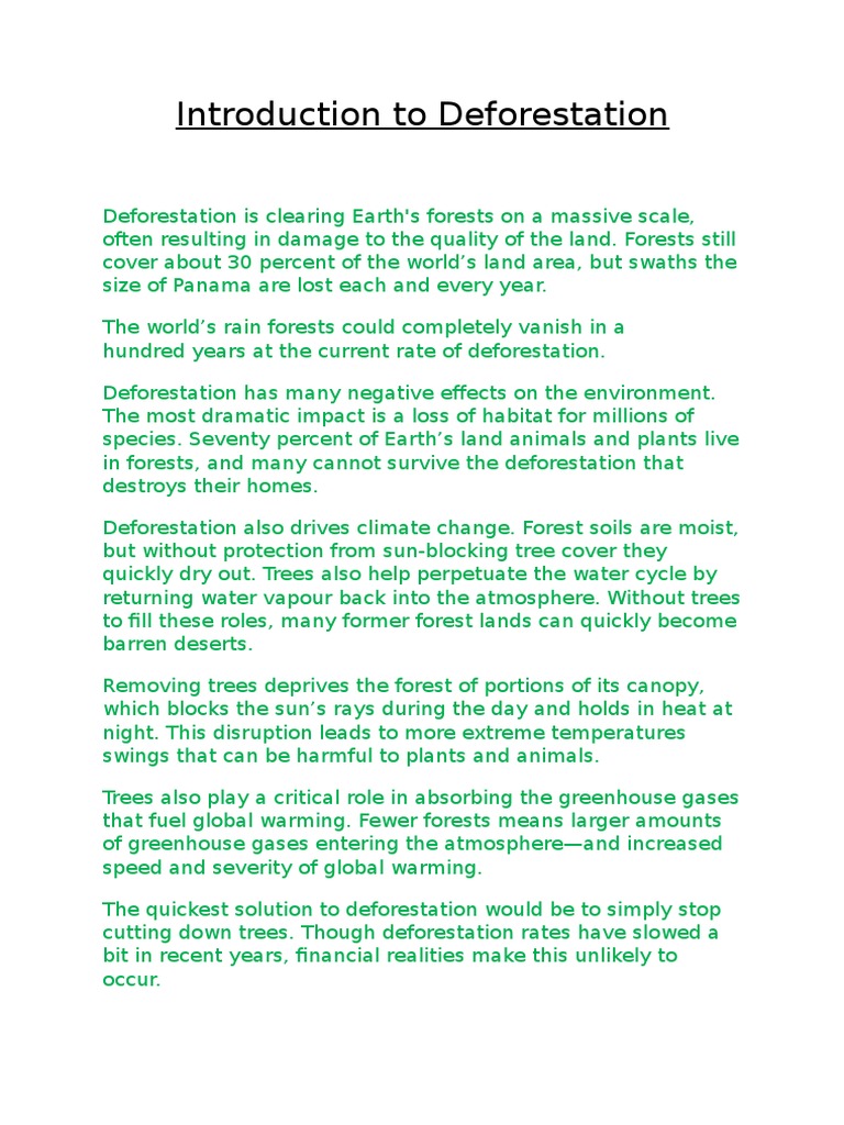 Introduction To Deforestation | PDF