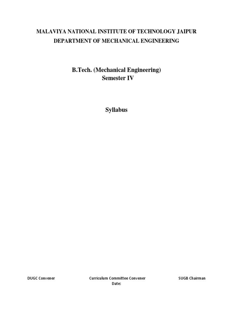 B.Tech. (Mechanical Engineering) Semester IV | PDF | Stress (Mechanics ...