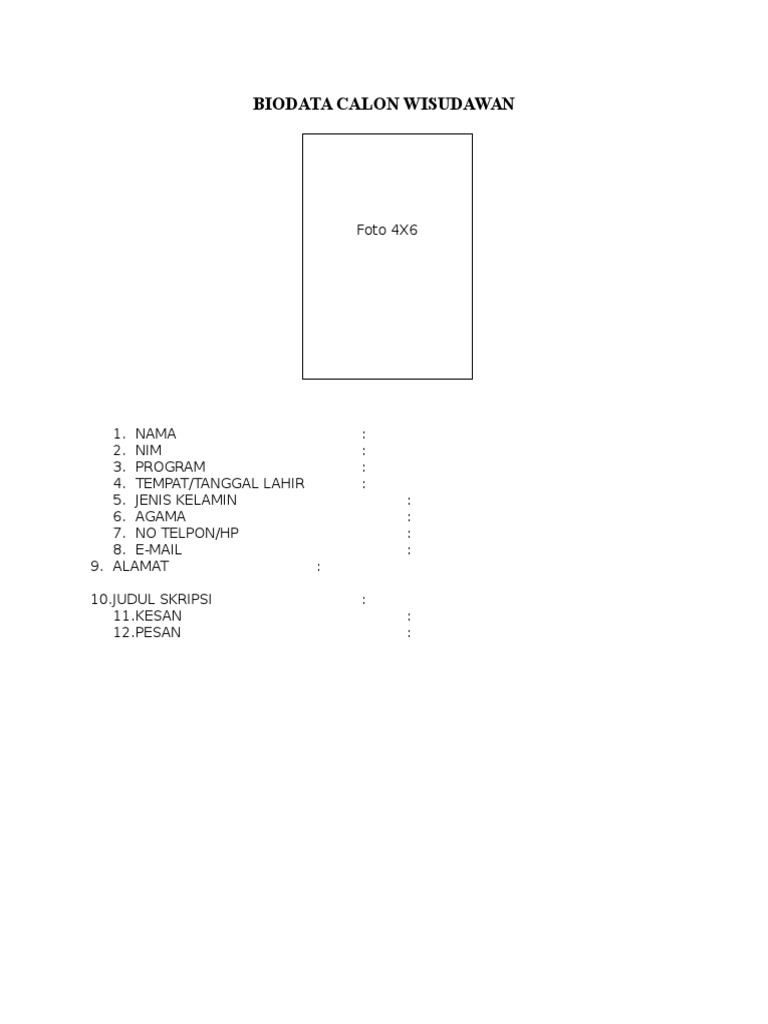 Biodata Calon Wisudawan | PDF