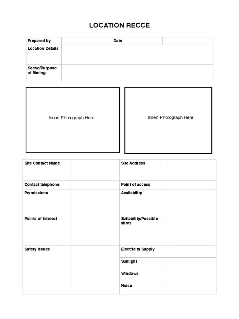 Location Recce Template PDF | PDF