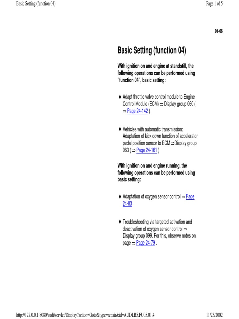 01-66 Basic Setting PDF | PDF | Throttle | Machines