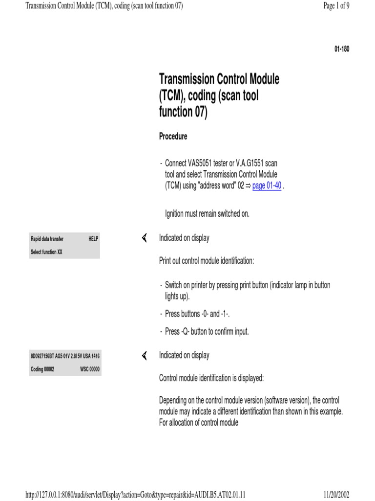 01-180 TCM code.pdf | Transmission (Mechanics) | Automobiles