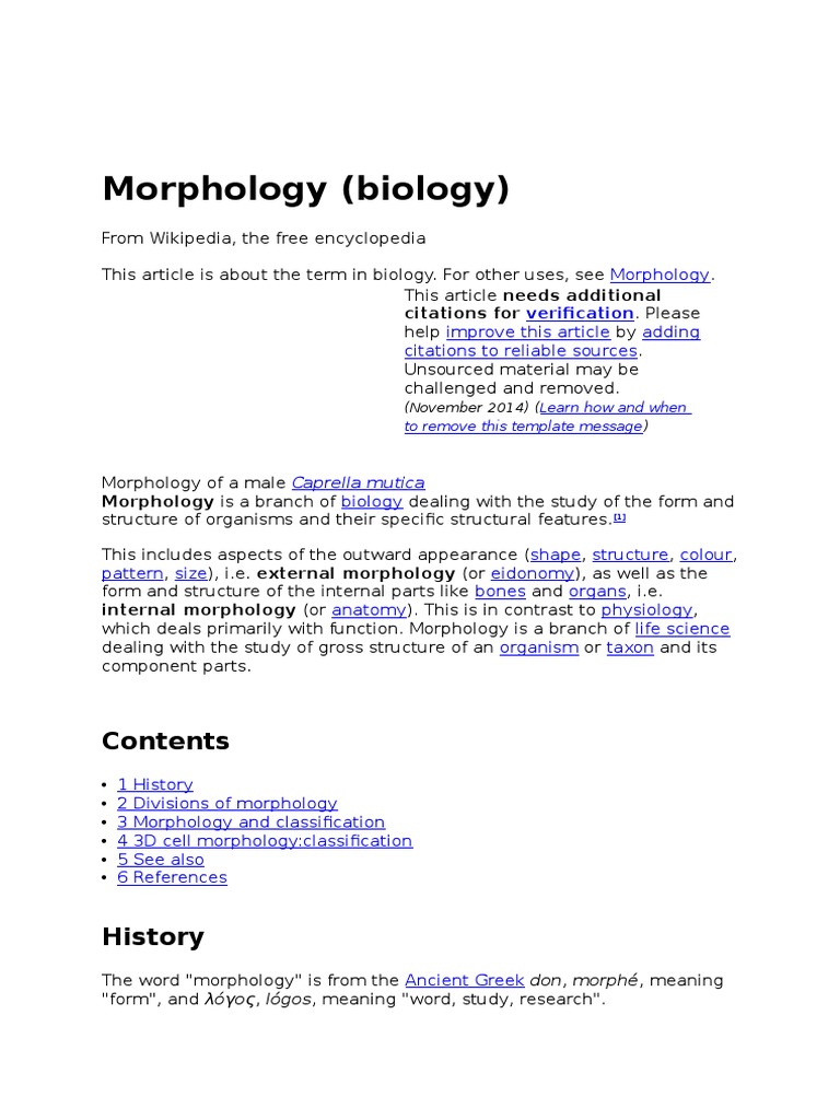 Morphology (Biology) | PDF | Morphology (Biology) | Scientific ...