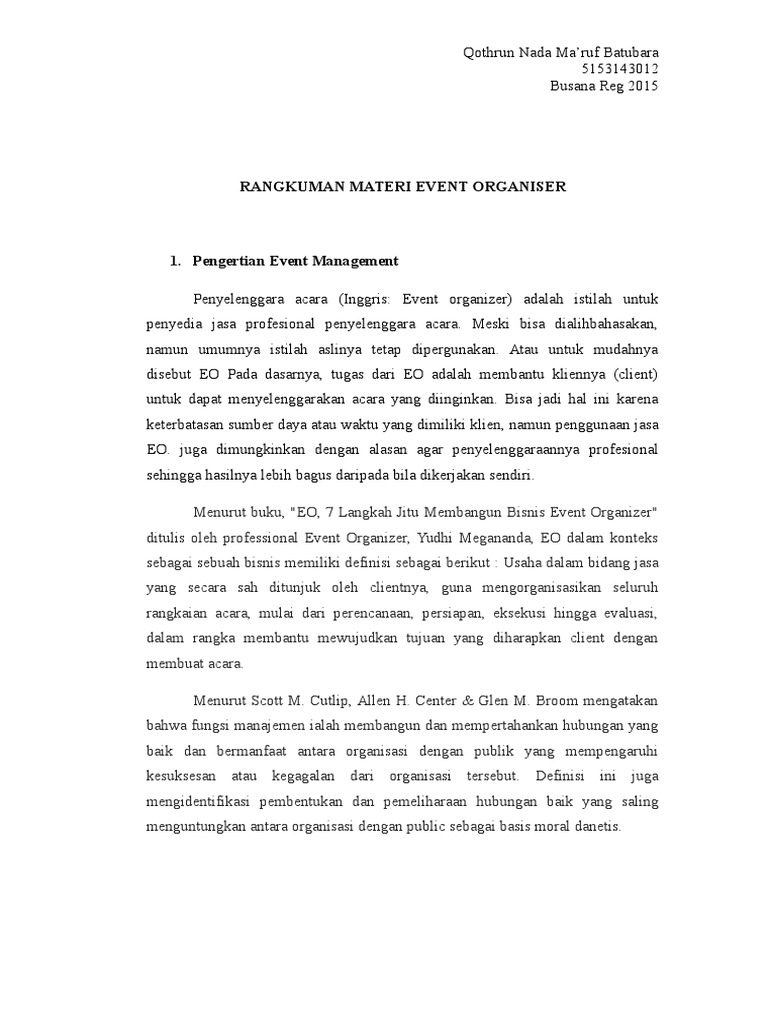 Rangkuman Materi Event Organizer | PDF