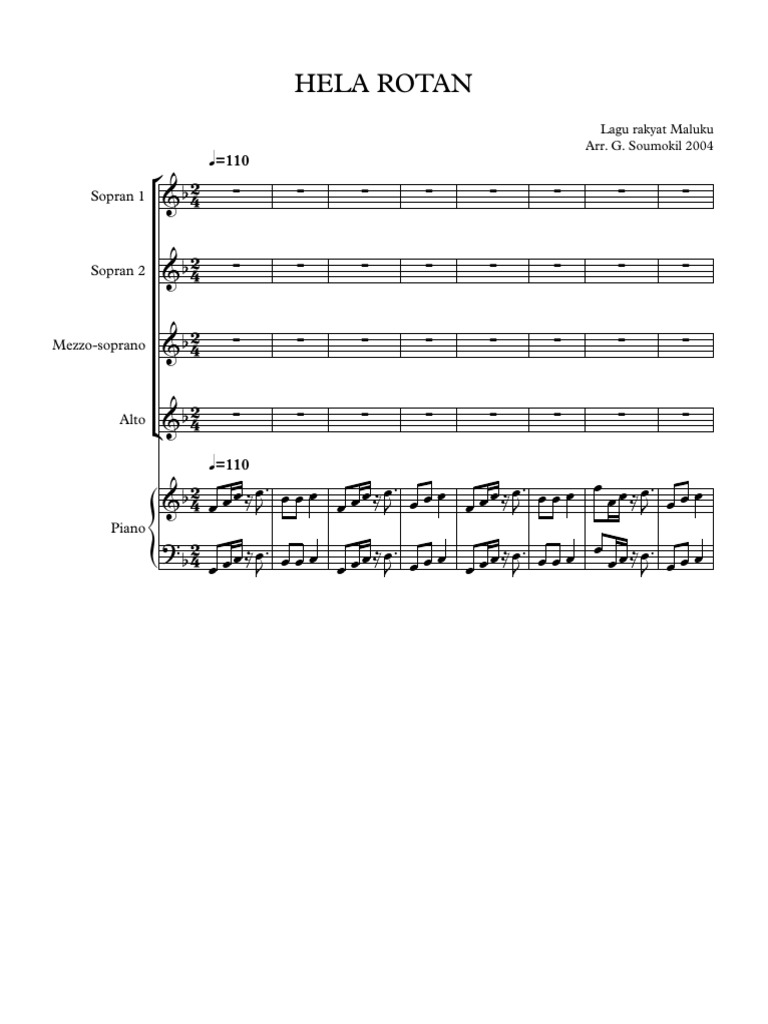 Hela Rotan Choir+piano - Full Score | PDF