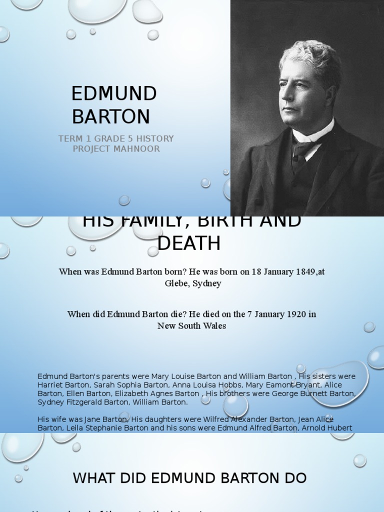 Edmund Barton History Project | Australia | Politics Of Australia