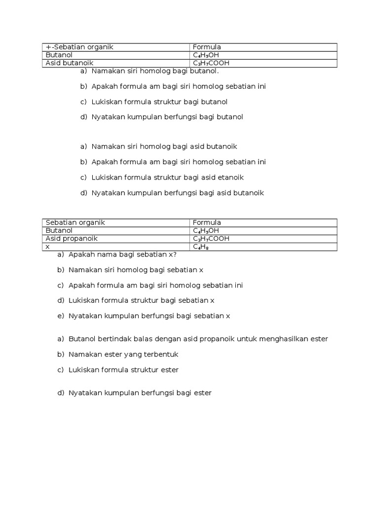 Latihan Sebatian Organik | PDF
