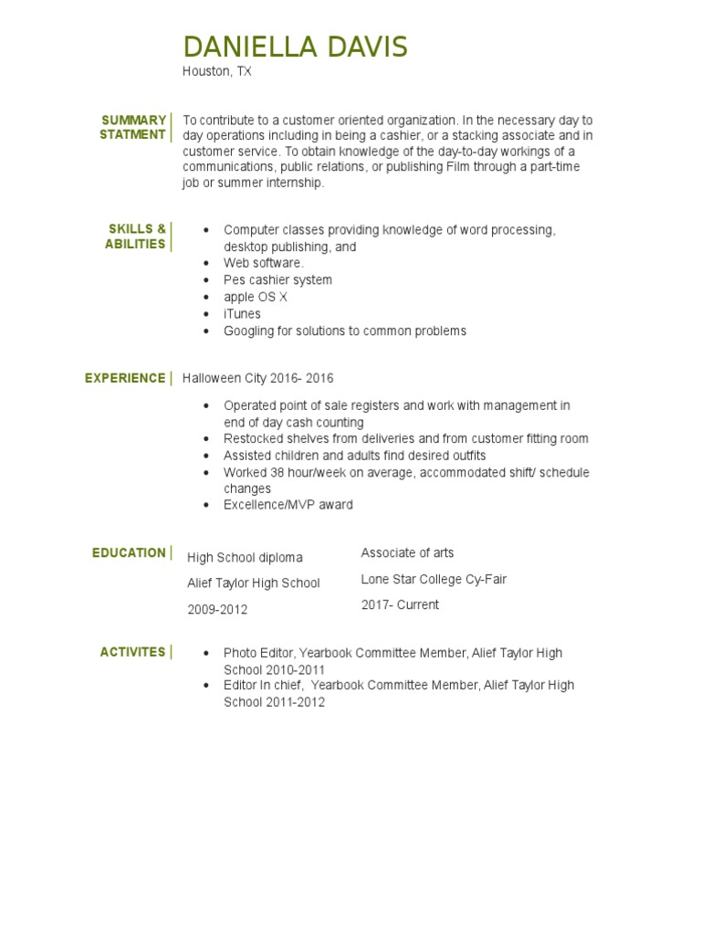 Daniella Davis Resume | PDF