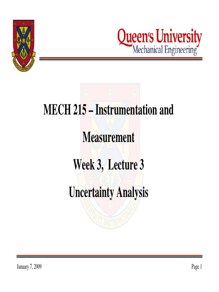 MECH 215 - Instrumentation and Measurement Week 3, Lecture 3 ...