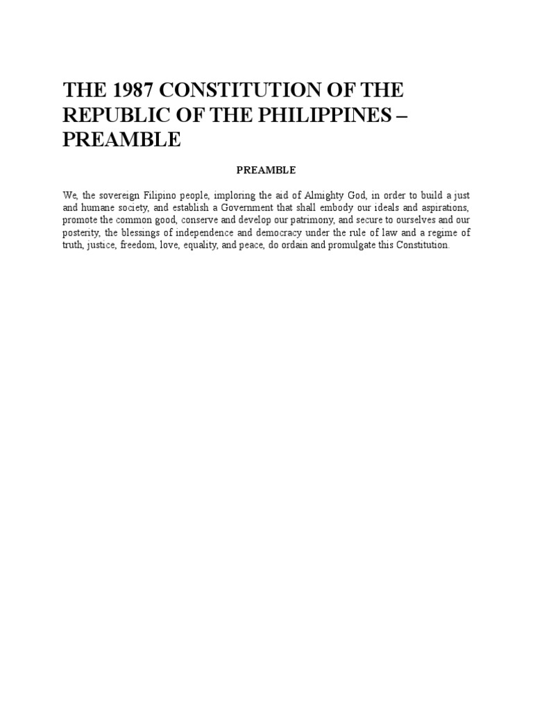 The 1987 Constitution of The Republic of The Philippines | PDF