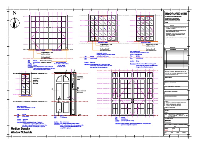 Window and Door Schedule | Window | Glasses