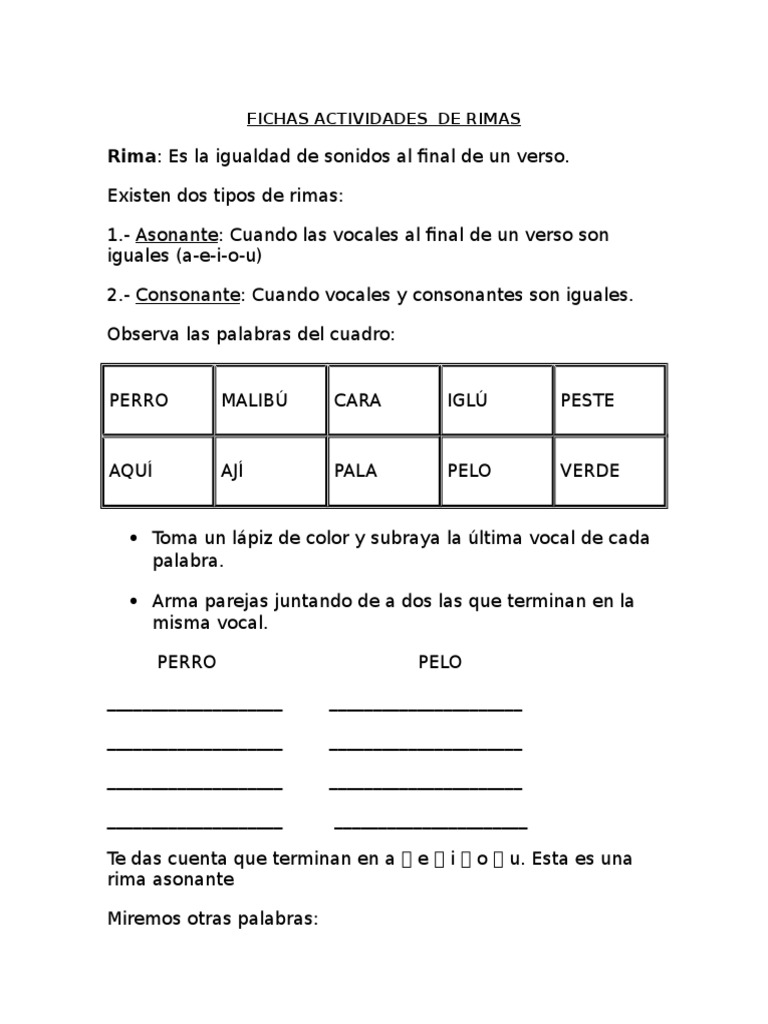 Guía de Rimas | Rima | Fonología