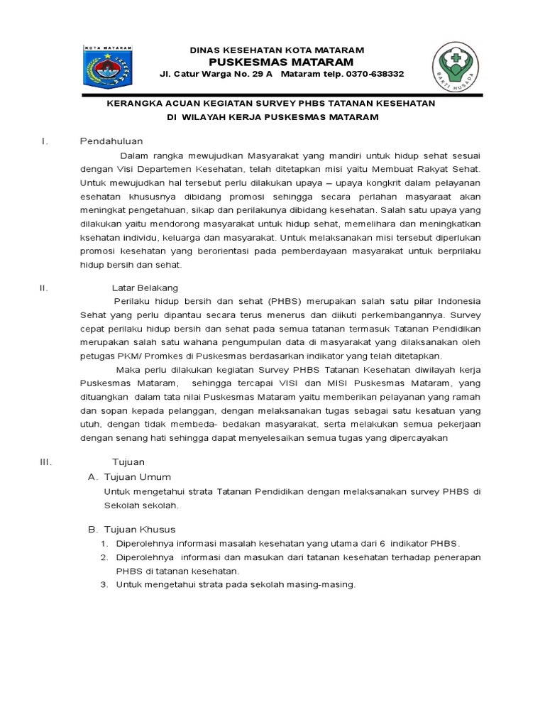 Survey PHBS Tatanan Kesehatan | PDF | Pengembangan Diri | Kesehatan ...