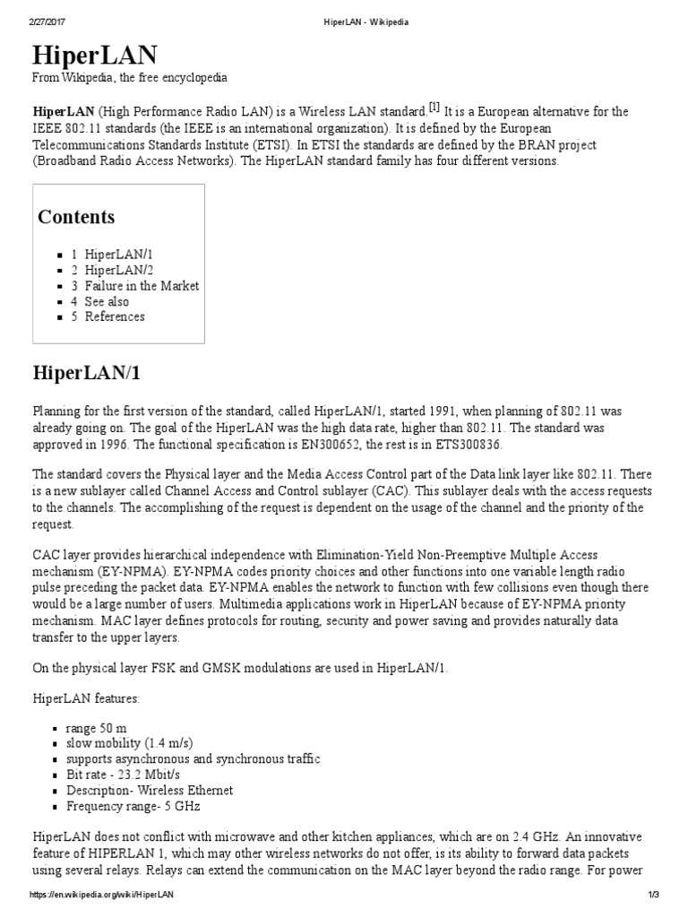 HiperLAN - Wikipedia | PDF | Media Technology | Computer Architecture