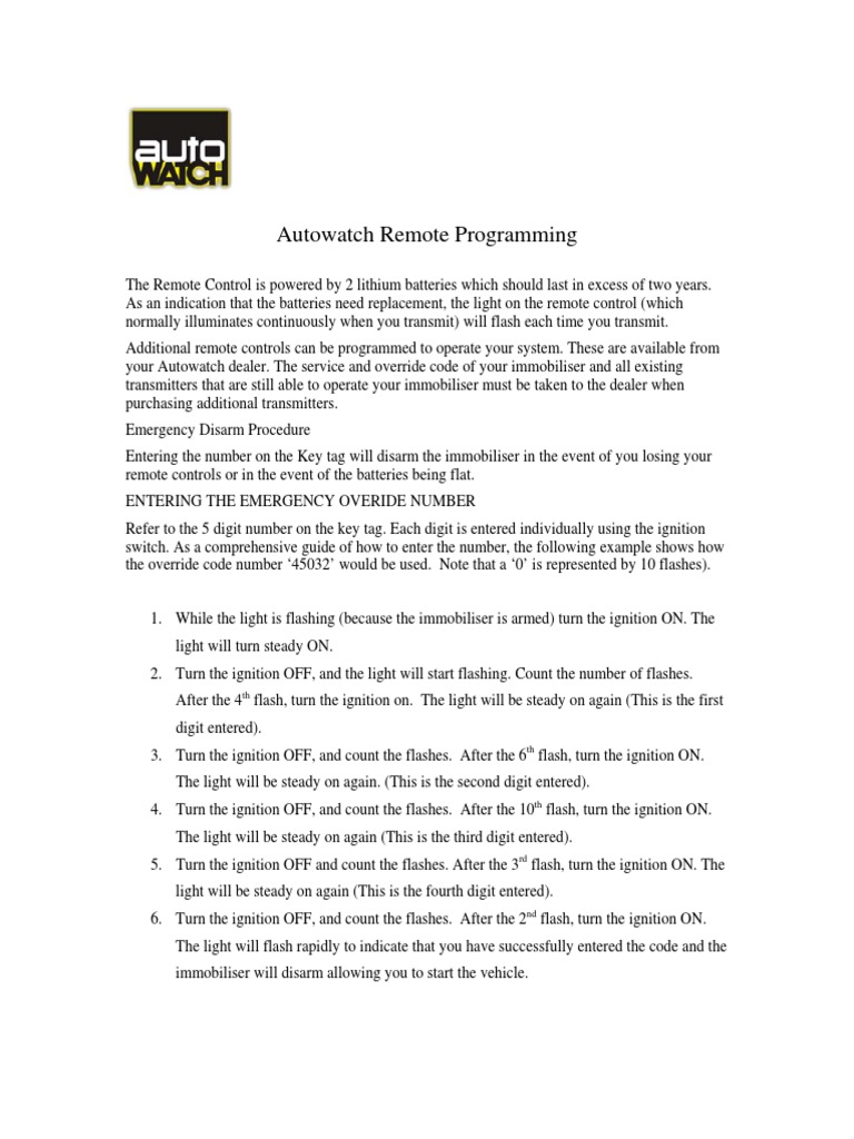 Auto Watch Remote Programing | PDF | Flash (Photography) | Remote Control