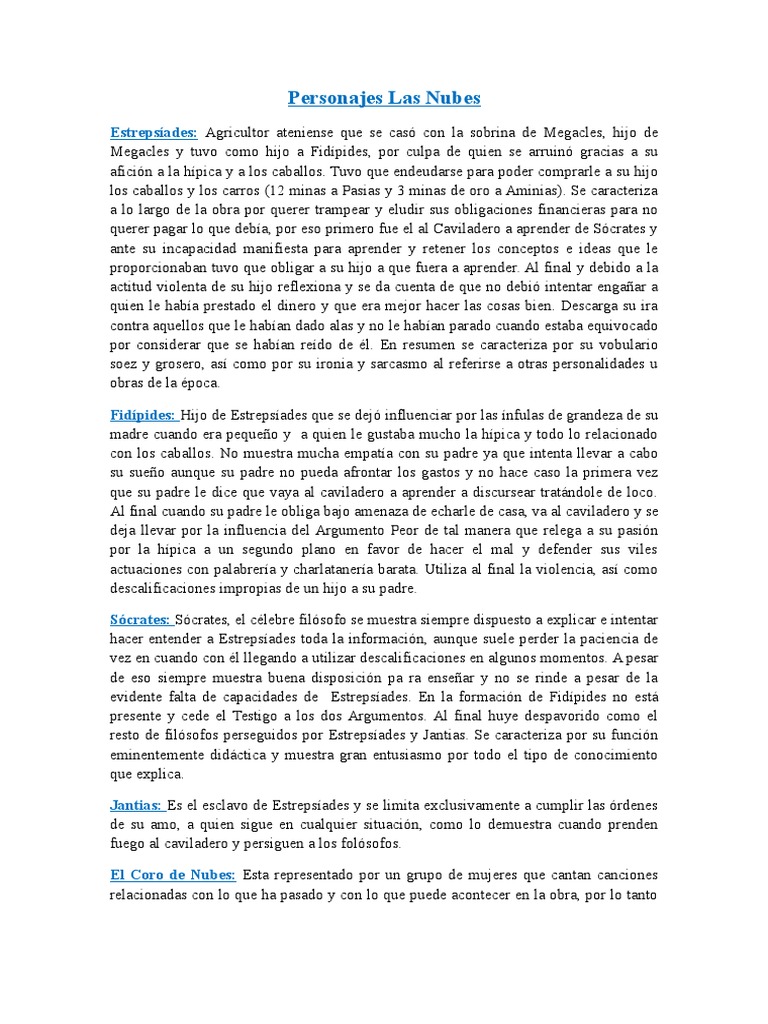 Personajes Las Nubes | PDF