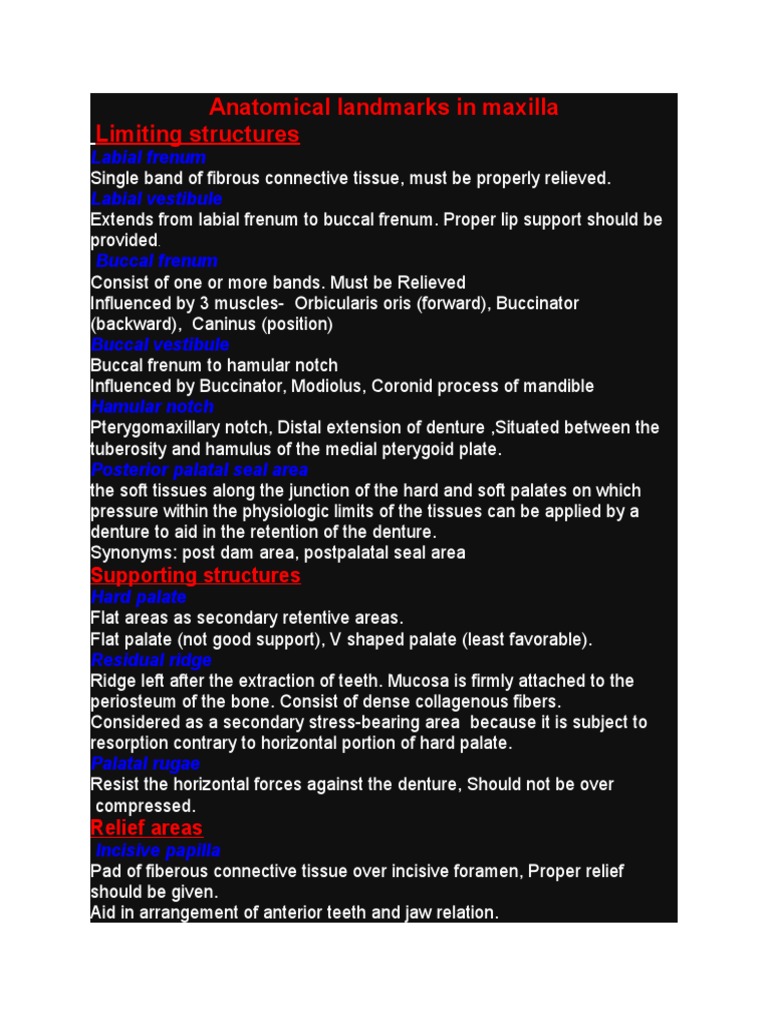 Maxillary Anatomical Landmarks Overview | PDF