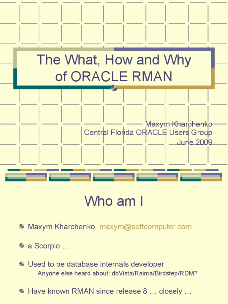 The What How and Why of RMAN | Backup | Oracle Database