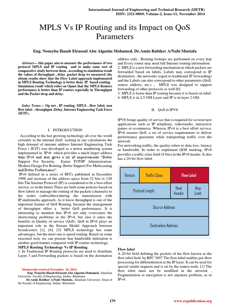 Mpls Vs Ip Routing And Its Impact On Qos Parameters Pdf Internet Protocols Multiprotocol