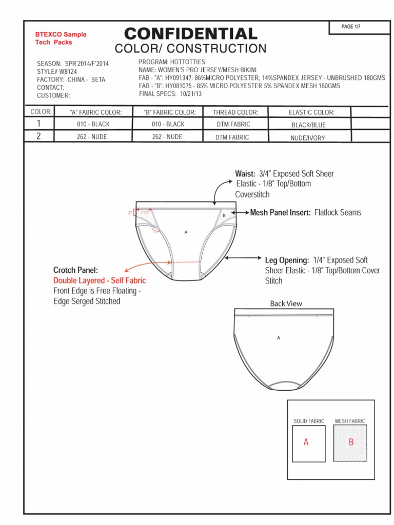 Sample Tech Pack HD PDF | PDF