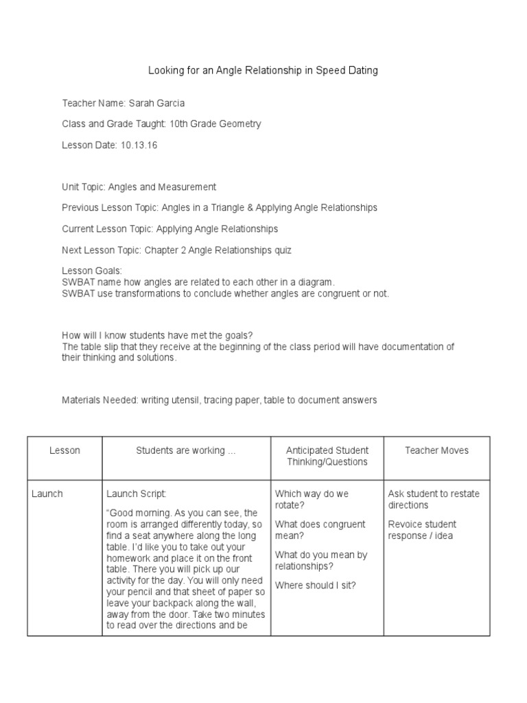 Looking For An Angle Relationship in Speed Dating | PDF | Angle | Geometry