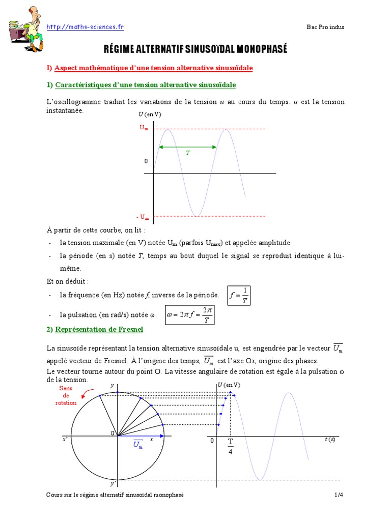 Cours sur le courant alternatif sinusoïdal | PDF | Courant alternatif ...