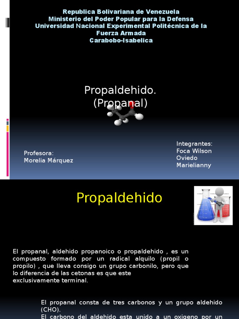 Procesos. Propanal. | PDF | Aldehído | Alcohol