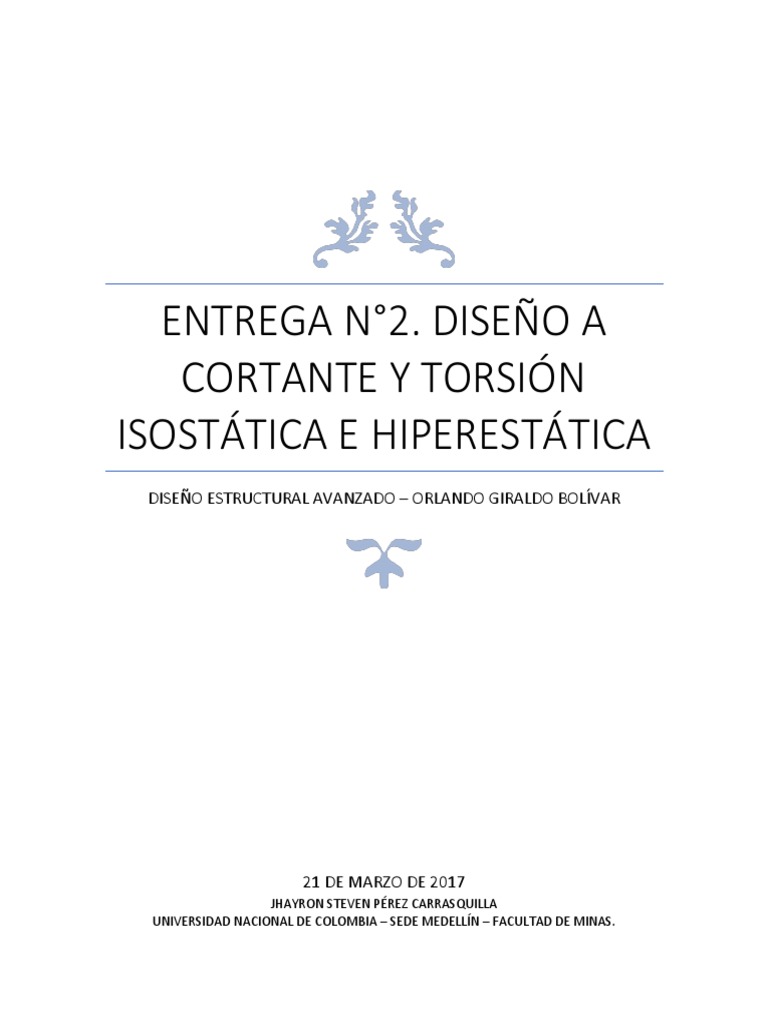 Diseño A Cortante y Torsión Isostática e Hiperestática. | PDF | Doblar | Física Aplicada e ...
