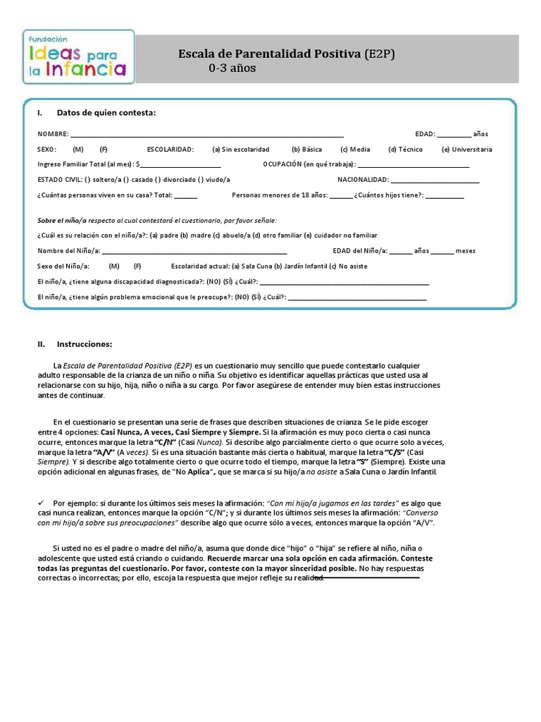 Escala E2p | PDF | Adultos | Cuestionario