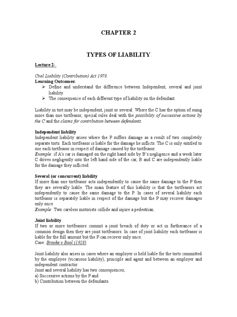 CHAPTER 2 Types of Liability | Download Free PDF | Joint And Several ...