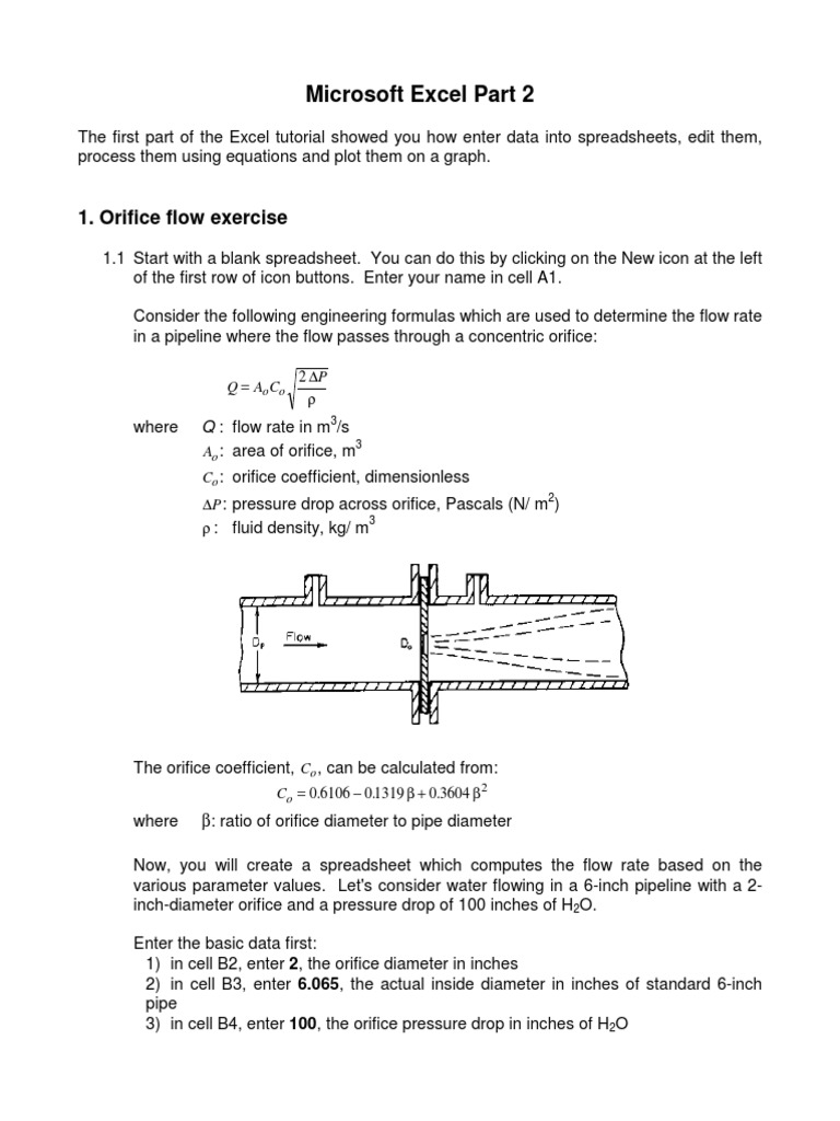 Excel Orifice Flow | PDF | Logarithm | Microsoft Excel