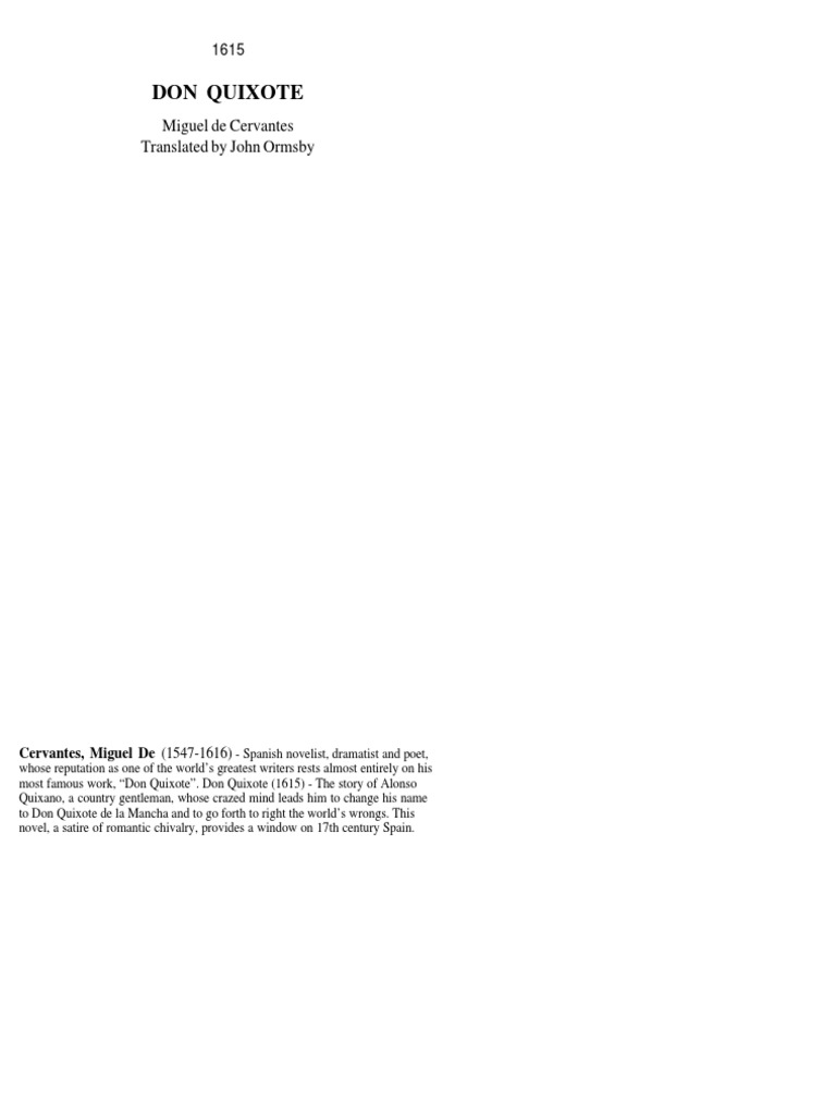 Don Quixote | PDF | Don Quixote | Miguel De Cervantes