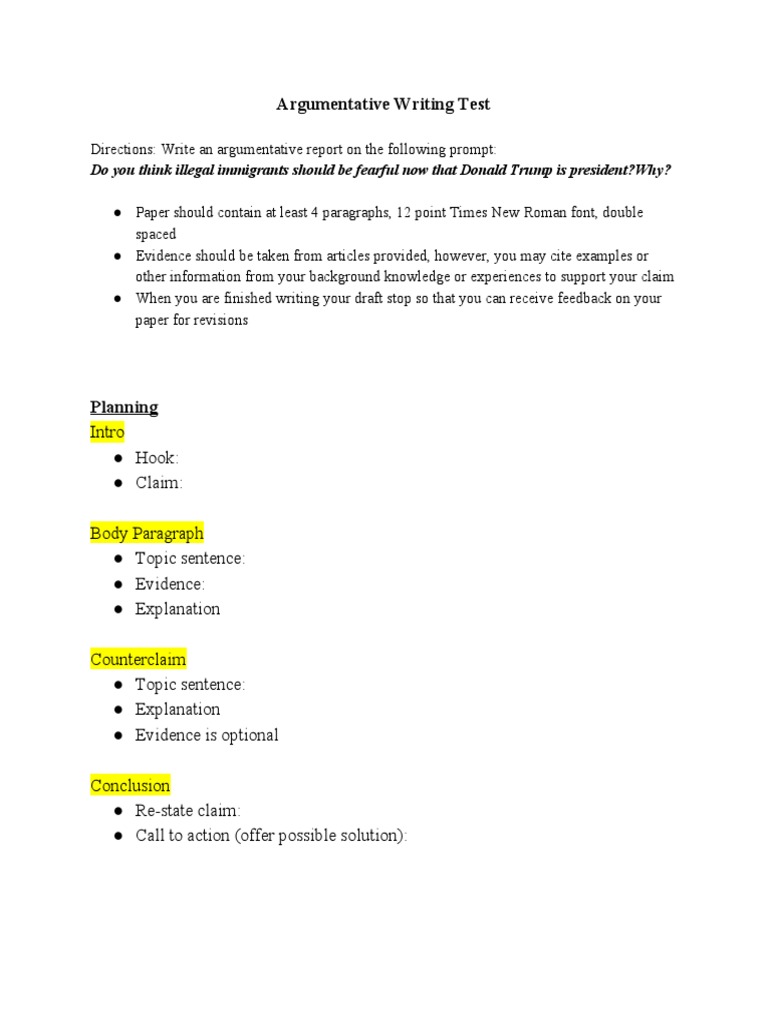 Phaseiassessment Argumentativewritingtest | PDF | Career & Growth ...