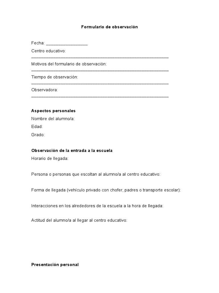 Formulario de Observación | PDF