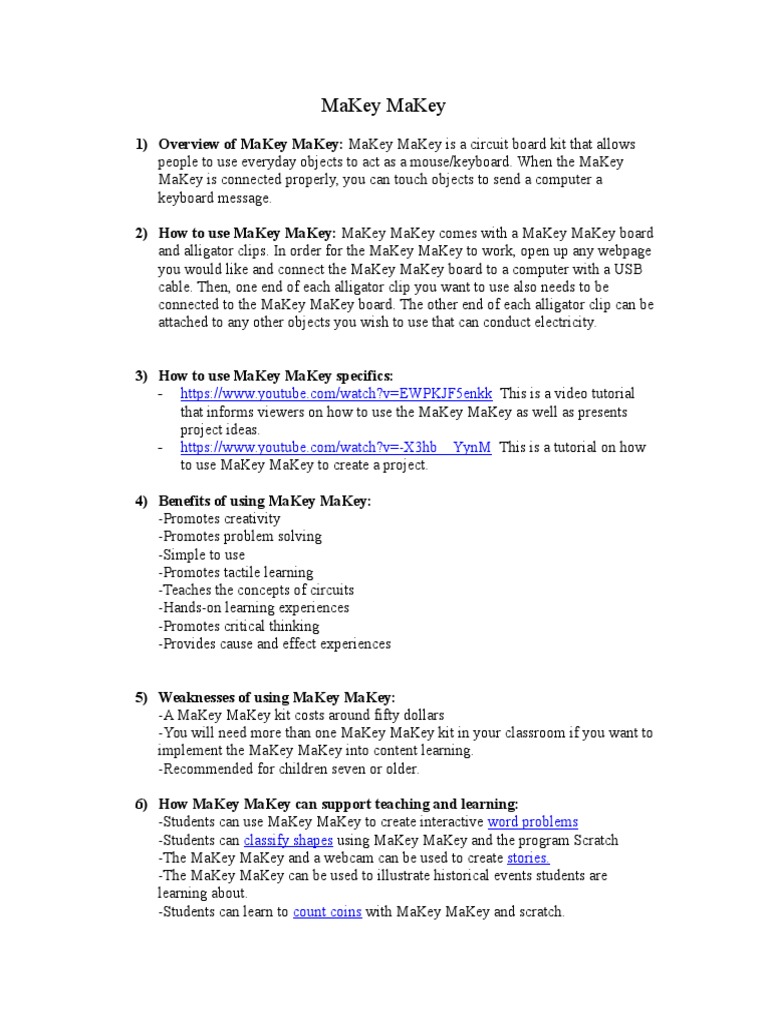 Makey Makey | PDF | Lesson Plan | Classroom