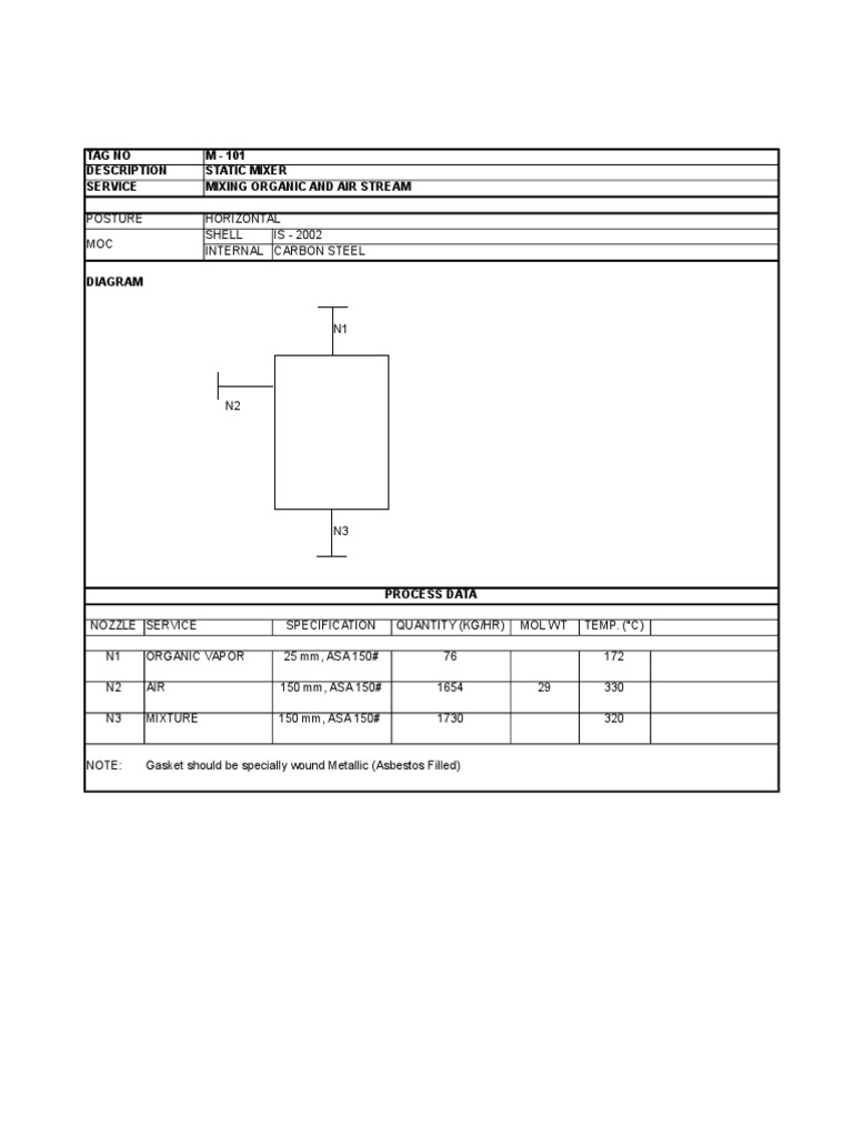 Horizontal Static Mixer Specifications | PDF