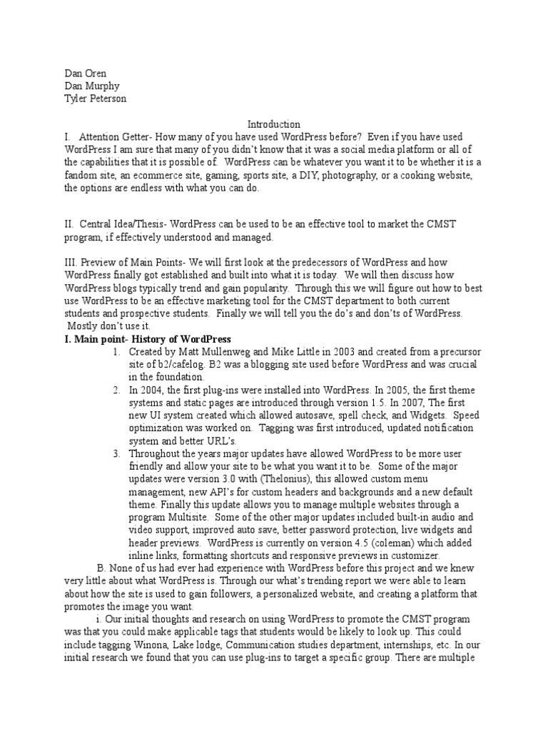 Analysis Outline | PDF | Word Press | Tag (Metadata)