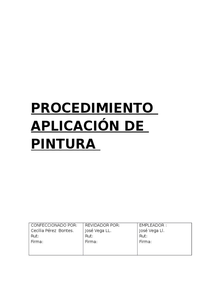 PROCEDIMIENTO APLICACIÓN DE PINTURA.docx | Cepillo | Pintura