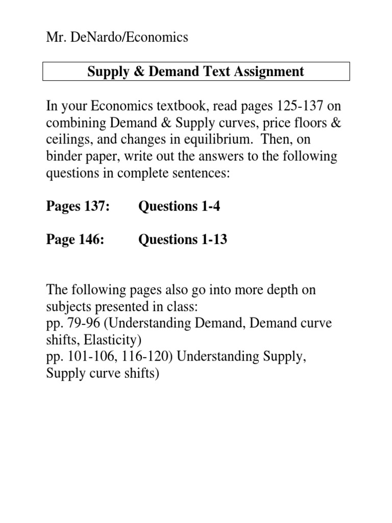 Supply and Demand Text Assignment | PDF