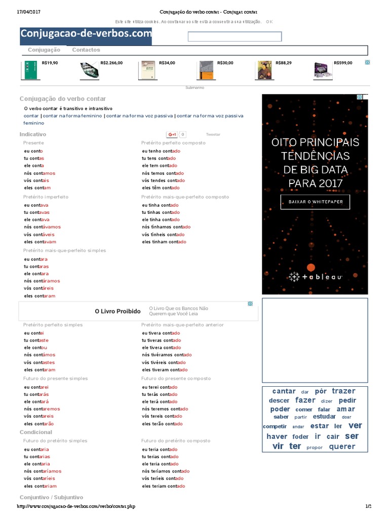 Conjugação Do Verbo Contar - Conjugar Contar | PDF | Tempo gramatical ...