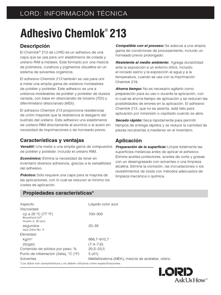 Chemlok 213 | Descargar gratis PDF | Aluminio | Hierro