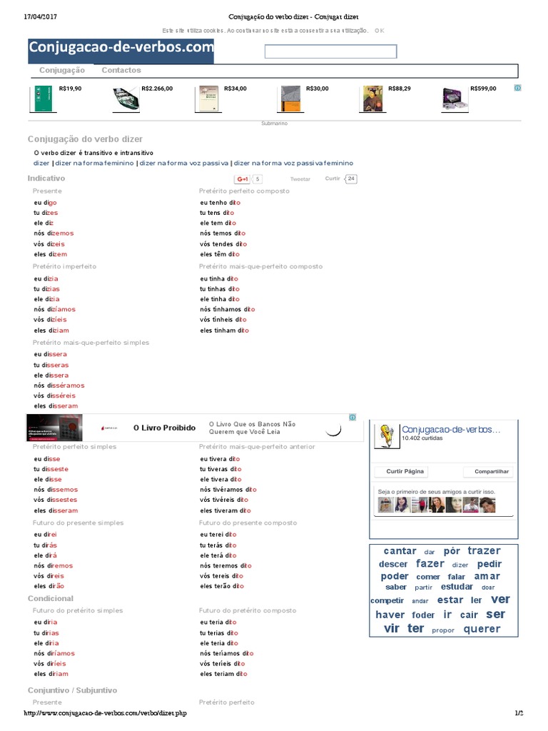 Conjugação Do Verbo Dizer - Conjugar Dizer | PDF | Sintaxe | Morfologia