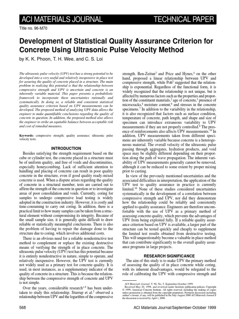 Development of Statistical Quality Assurance Criterion For Concrete ...