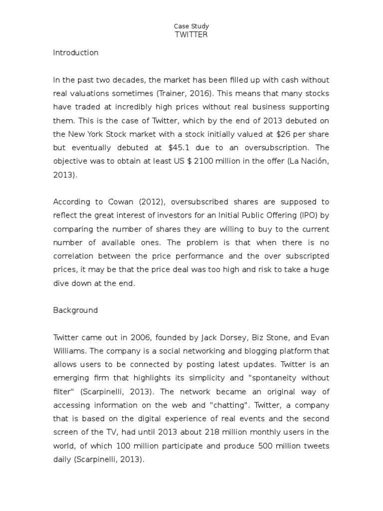 Twitter Case Study | PDF | Twitter | Stocks